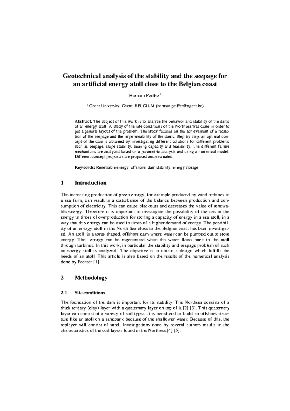 Geotechnical analysis for an artificial energy atoll - Geotechnical ...