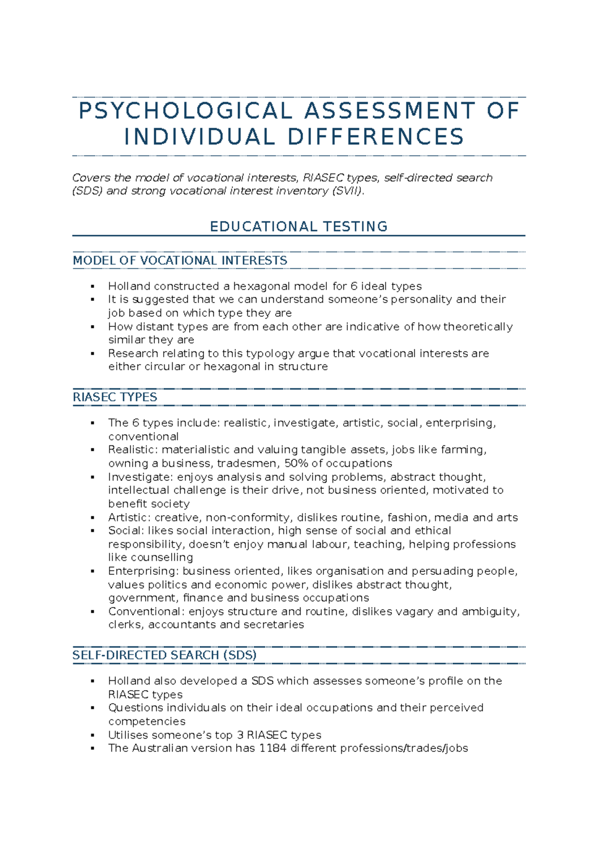 Psychological Assessment of Individual Differences 12 - P S YC H O LO G ...