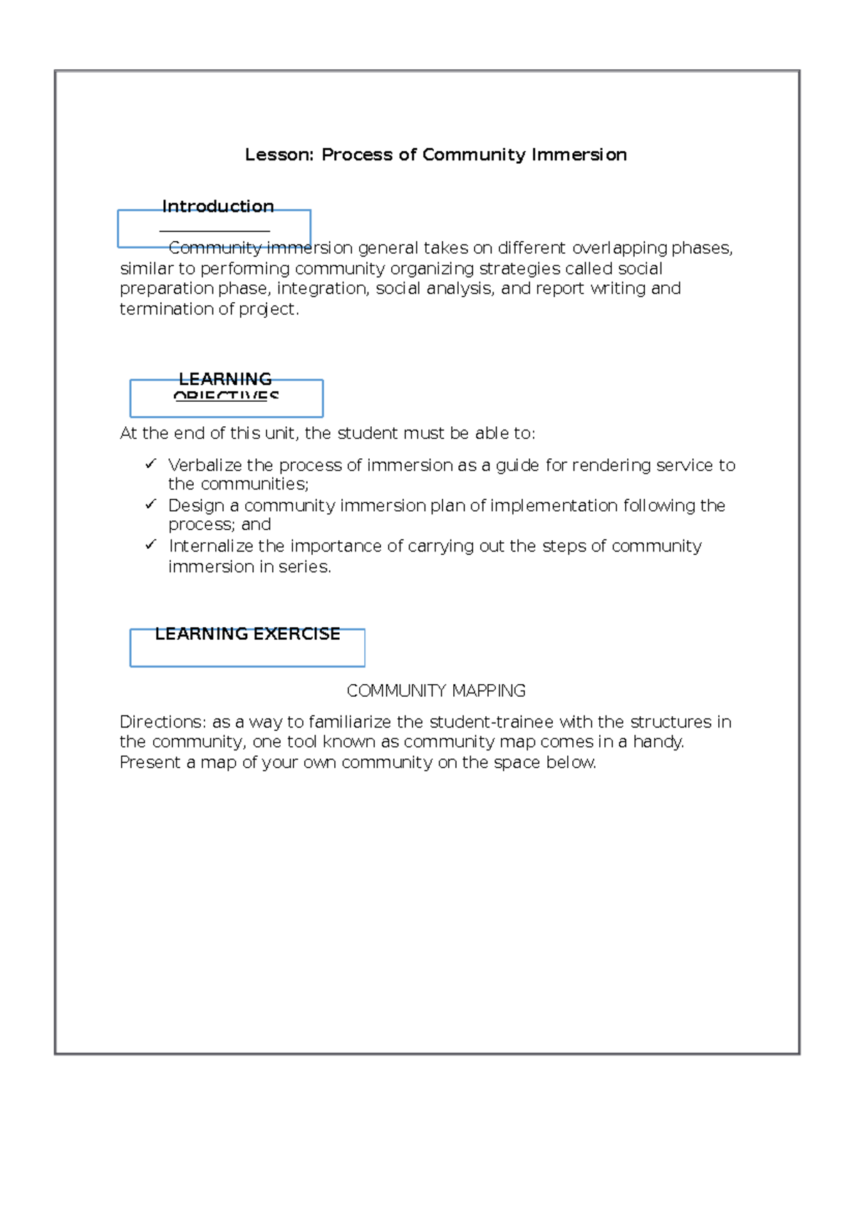 Lesson-2-process-of-community - Lesson: Process of Community Immersion ...