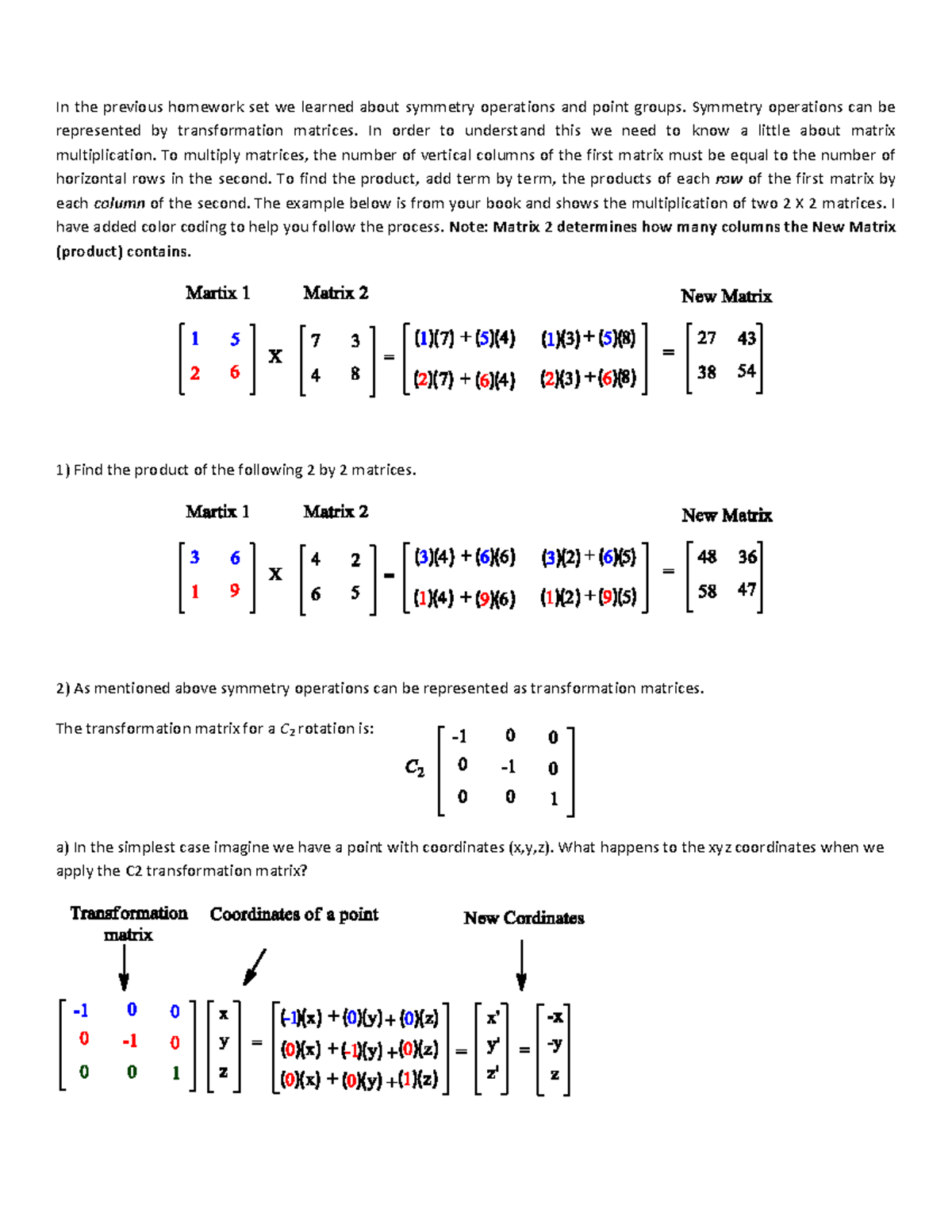 Key Homework Ch 4 4.3- Character Tables - In the previous homework set ...