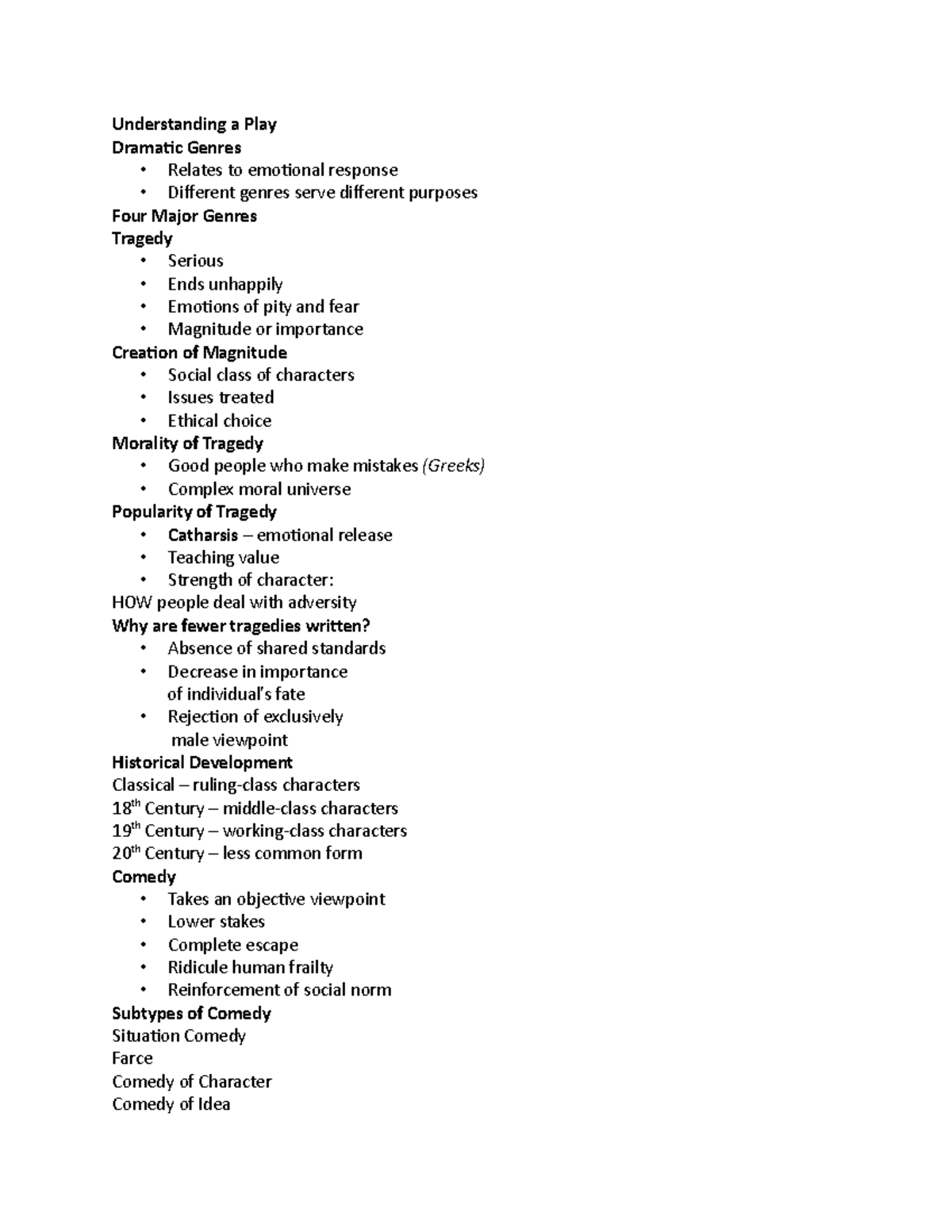 Understanding a Play - Lecture notes 8 - Understanding a Play Dramatic ...