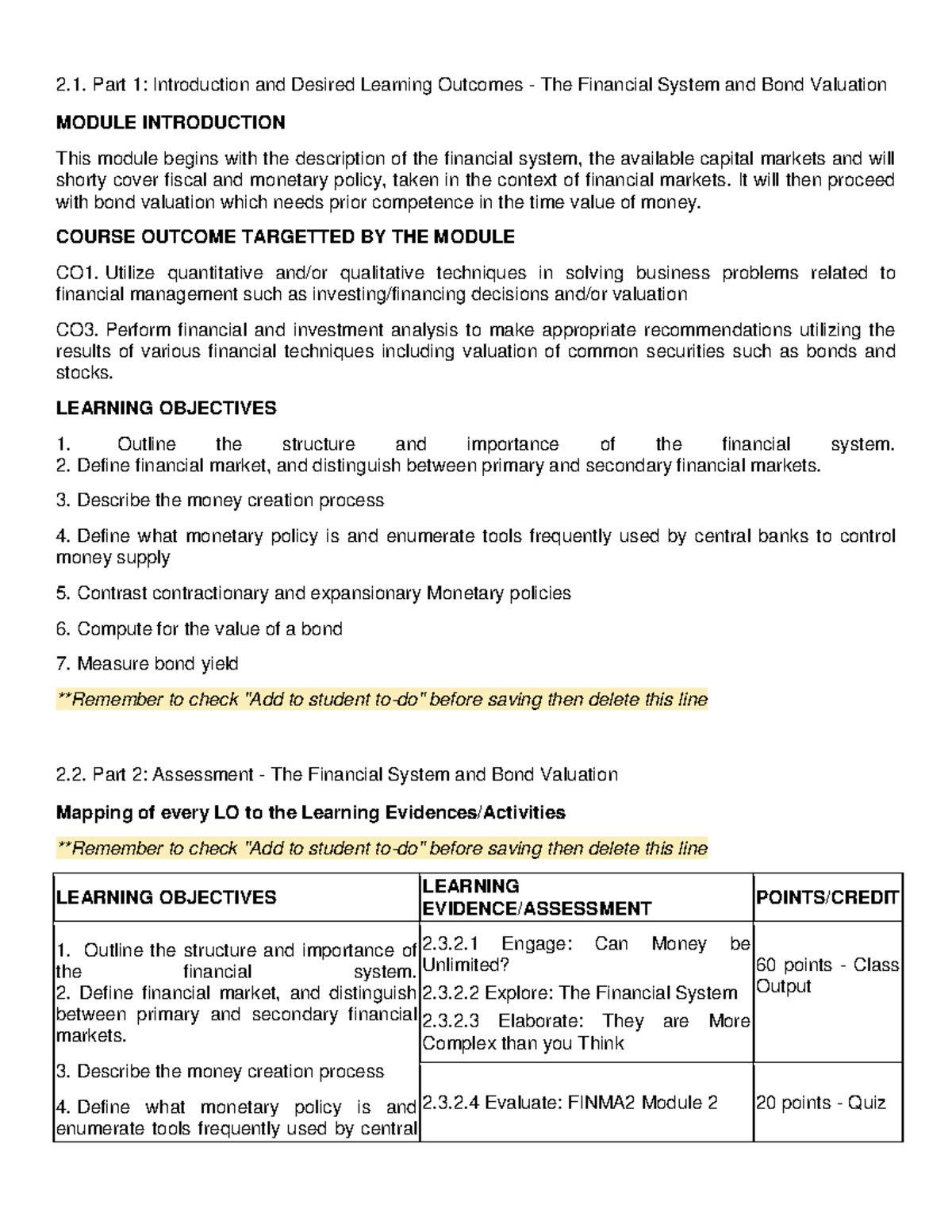 Finma 2 Module 2 Bonds and their valuation - Part 1: Introduction and ...