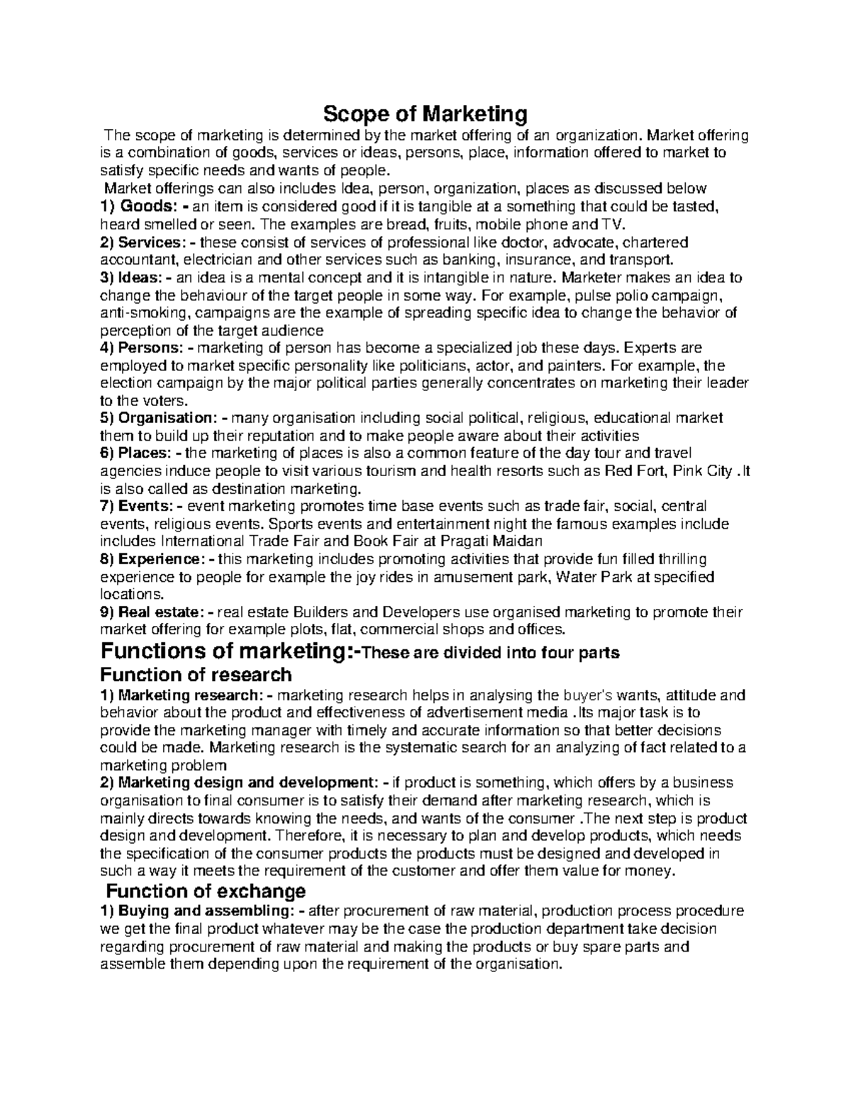 7cd77af8cdbc8f40c8d377fdc9f55bd9 - Scope of Marketing The scope of ...