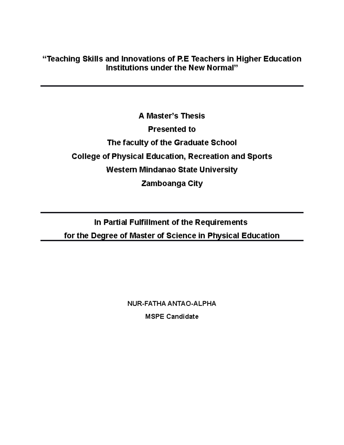 Sample-thesis - SUMMARY OF LECTURE - “Teaching Skills and Innovations ...