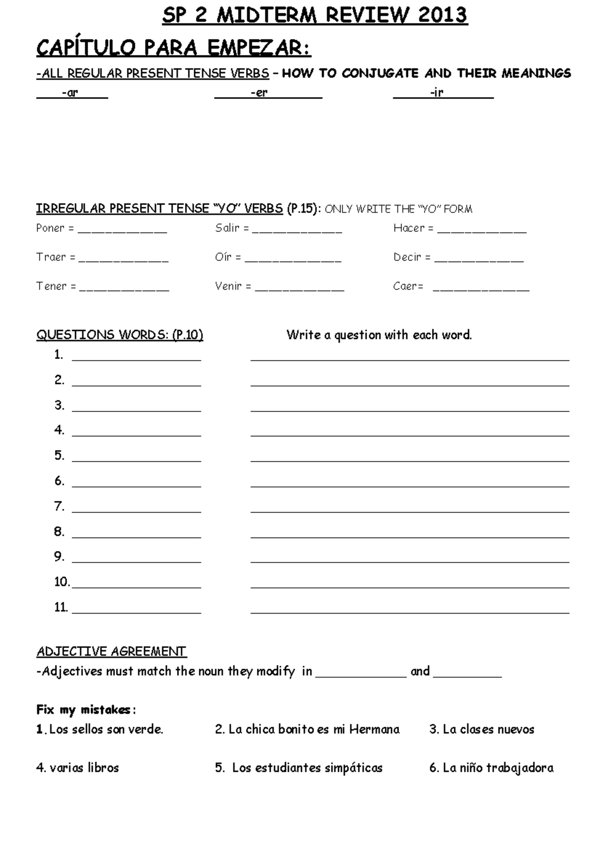 2015 2016 SP 2 Midterm Review Packet - SP 2 MIDTERM REVIEW 2013 ...