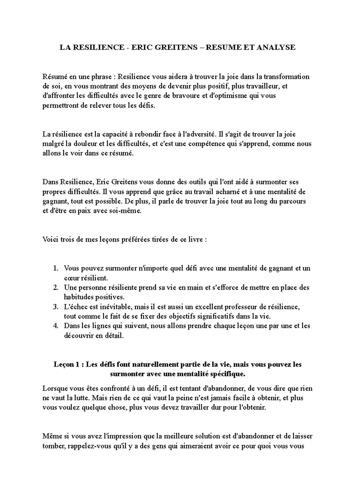 La résilience ( livre psychoologie) - Résumé et analyse - LA RESILIENCE ...