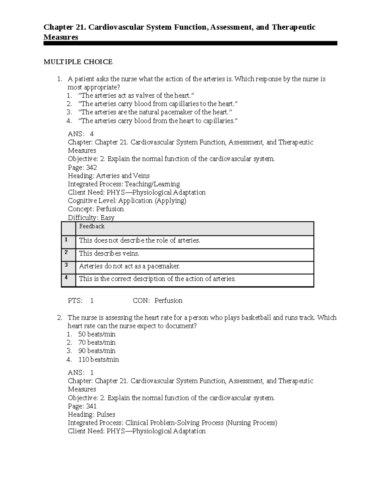 Cardiovascular System Function, Assessment, and Theerapeutic Measures ...