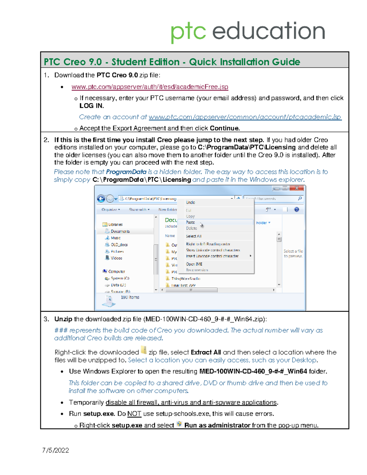 Install creo9 unistudent standard - 7/5/ PTC Creo 9 .0 - Student ...