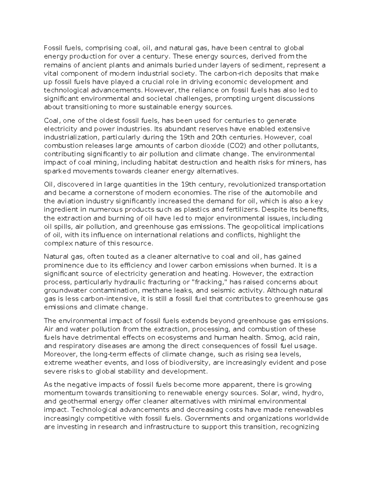 Fossil fuels - "Protect Rivers: Keep Them Clean" - Fossil fuels ...