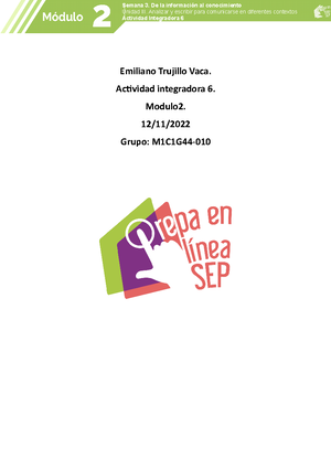 actividad integradora 6 modulo 2 - Prepa en Línea - SEP - Studocu