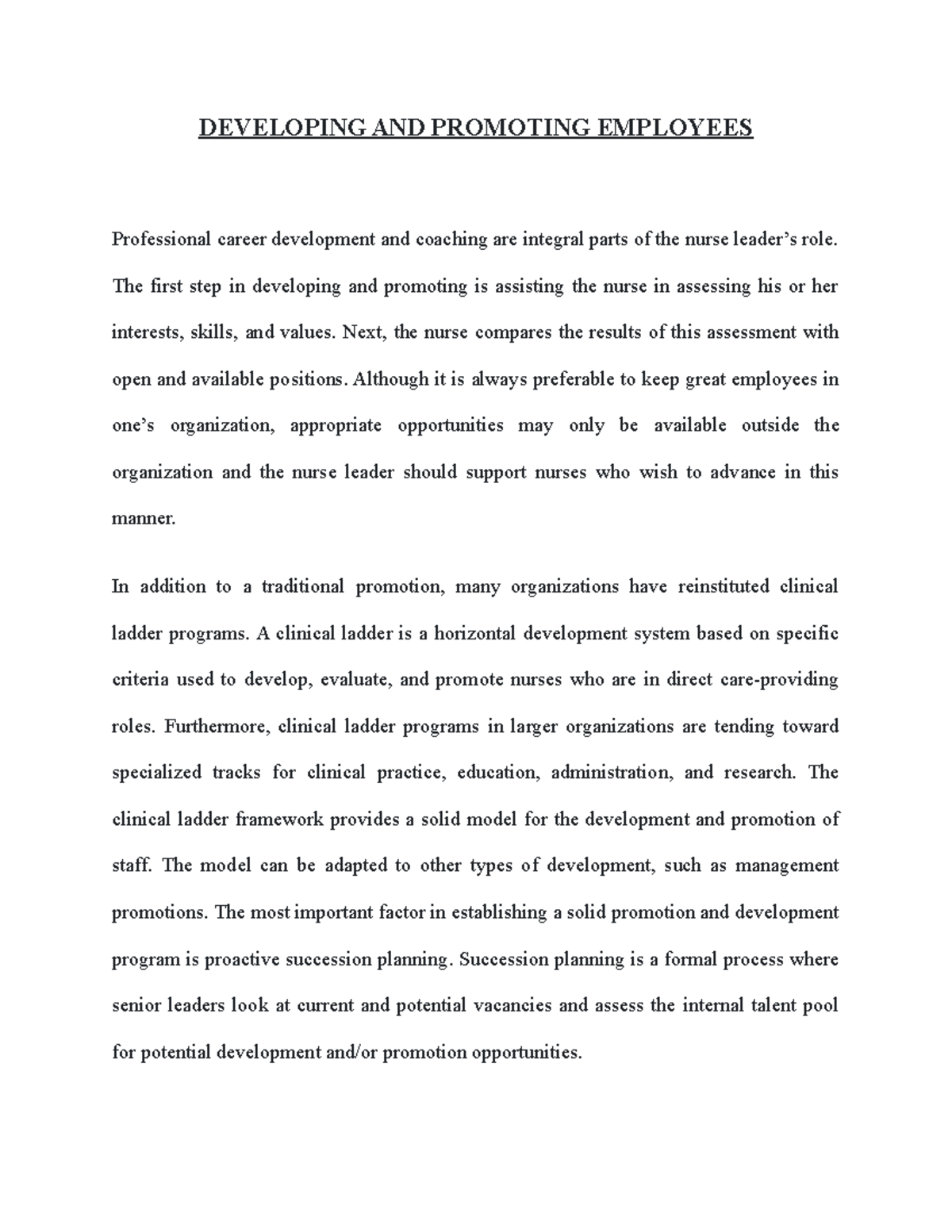 Developing AND Promoting Employees - DEVELOPING AND PROMOTING EMPLOYEES ...