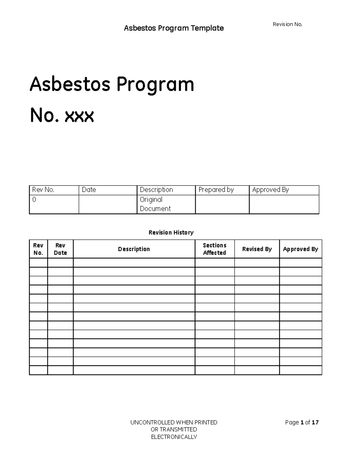 Asbestos Program - procedimiento - Asbestos Program Template ...