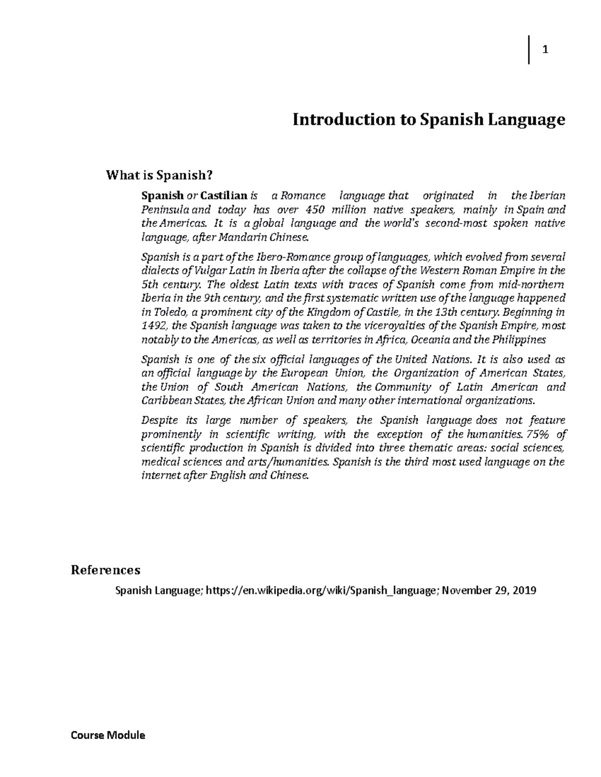 Introduction to Spanish Language - It is a global language and the ...