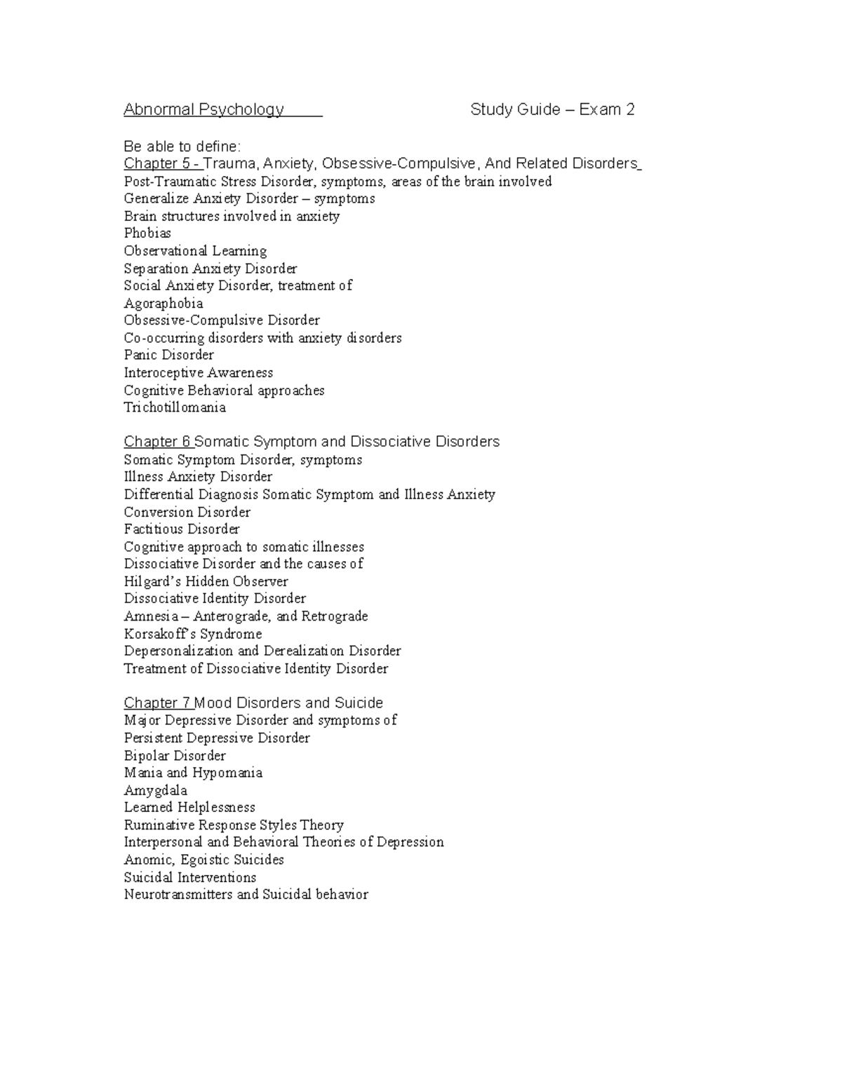 Study Guide Exam 222 - Summary Abnormal Psychology - Abnormal ...