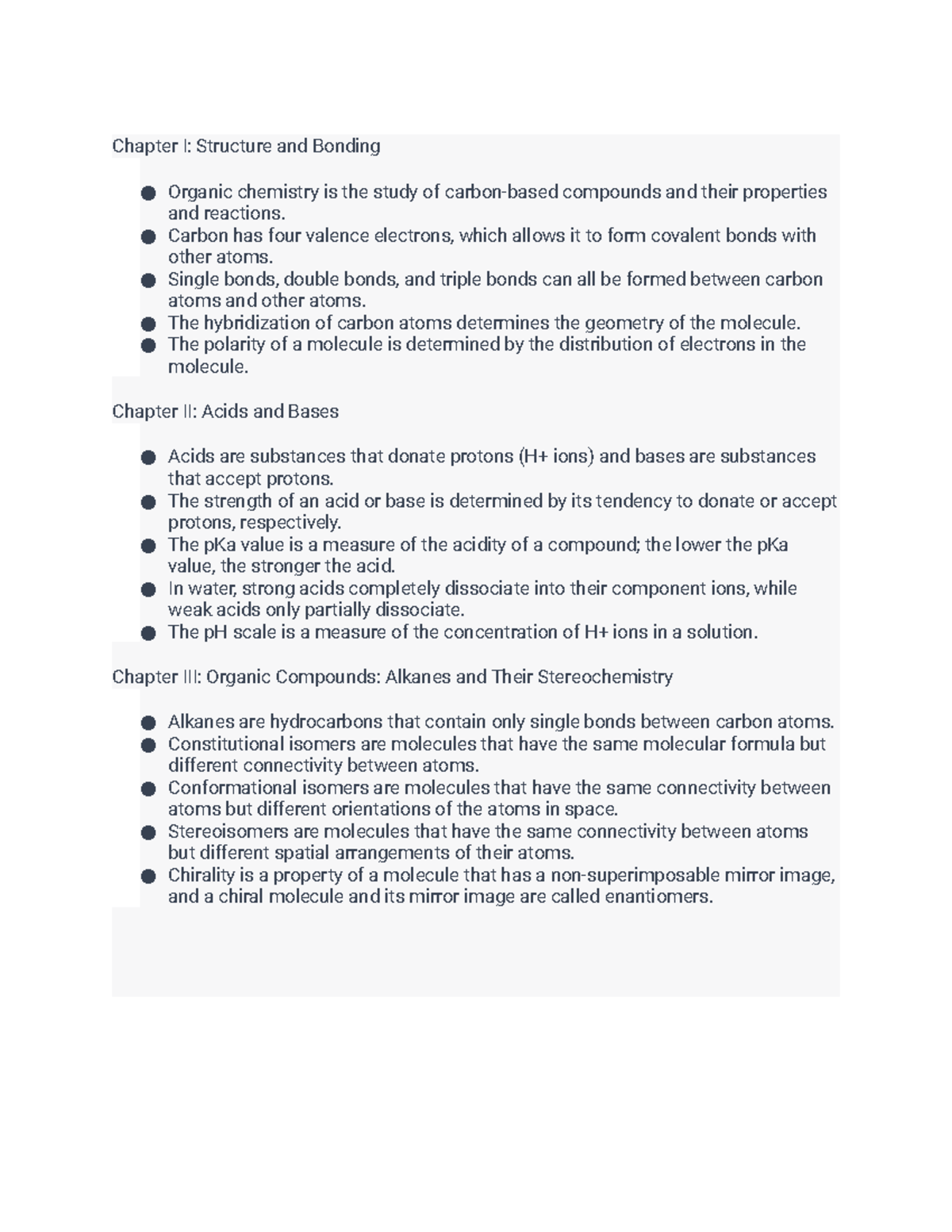 Organic Chemistry 1 - Chapter I: Structure and Bonding Organic ...