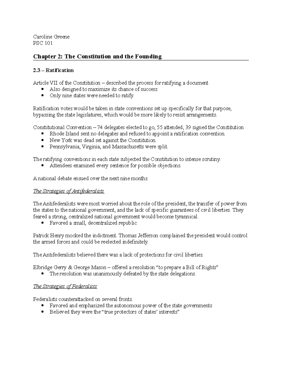 2.3 - Ratification - Instructor Marci Turner - Caroline Greene PSC 101 ...