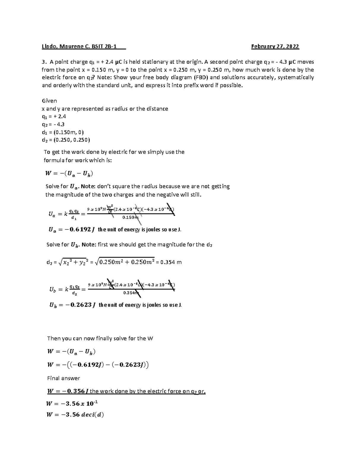 Electric Potential - To get the work done by electric for we simply use ...