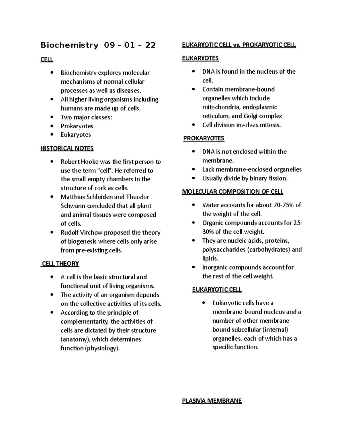 Biochemistry - Reviewer - Biochemistry 09 – 01 – 22 CELL Biochemistry ...