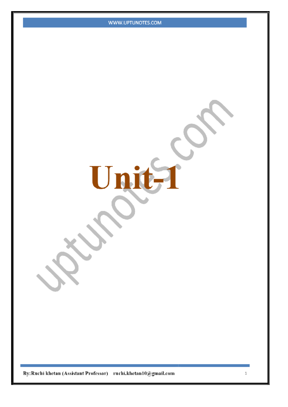 Unit - 1 - Computer Engineering - Studocu