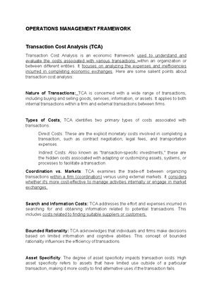 Operations Management Framework - OPERATIONS MANAGEMENT FRAMEWORK ...