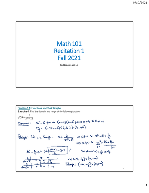Reviewquiz 1 - review - MATH 101: Calculus and Analytic Geometry I Fall ...