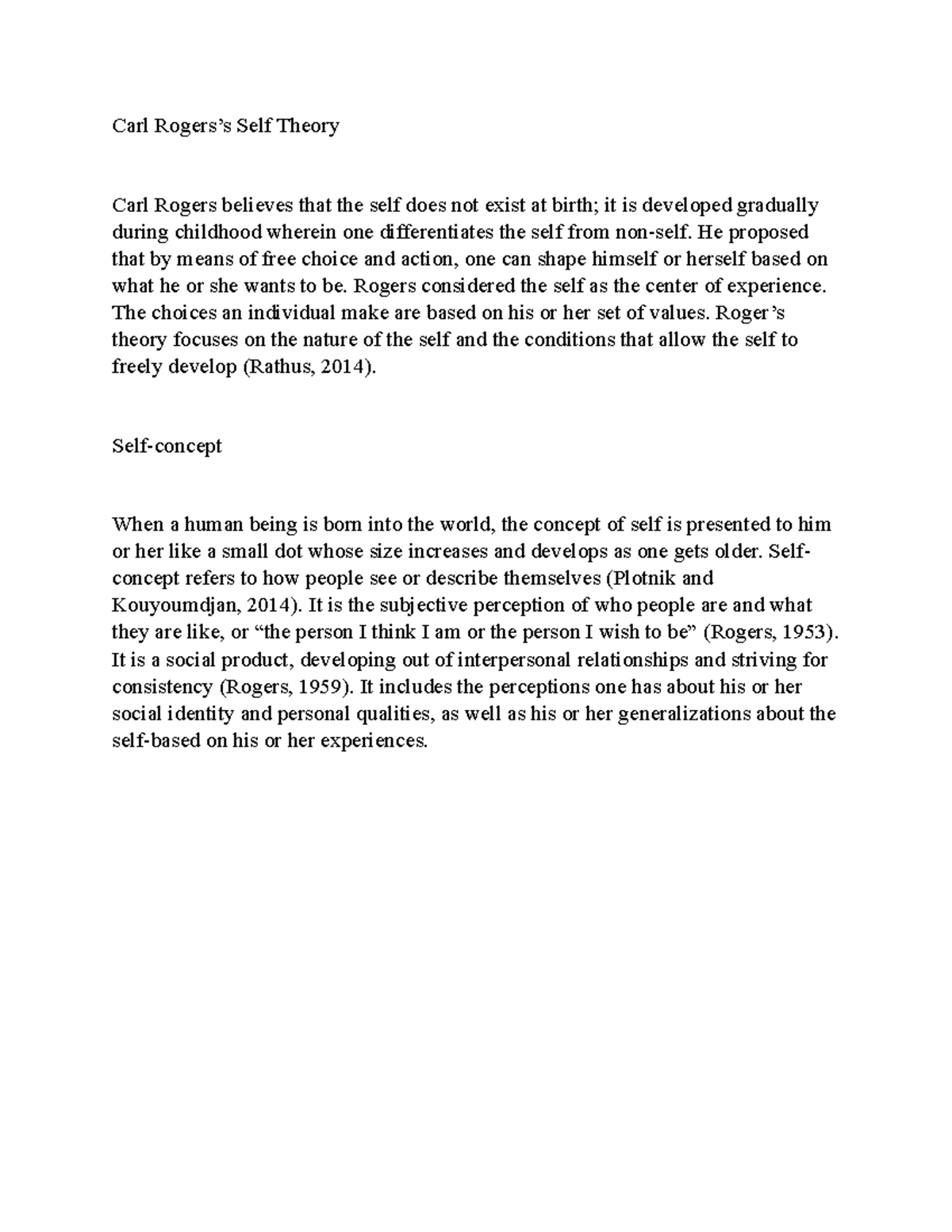 Carl Rogers’s Self Theory - Carl Rogers’s Self Theory Carl Rogers ...