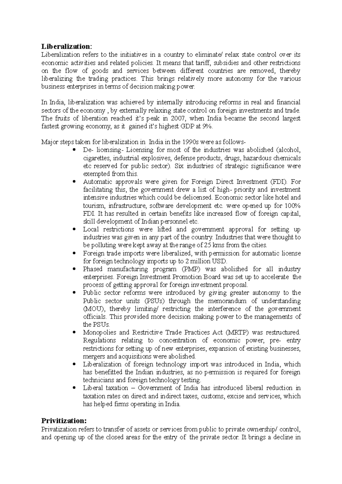 Liberalization - Liberalization: Liberalization refers to the ...