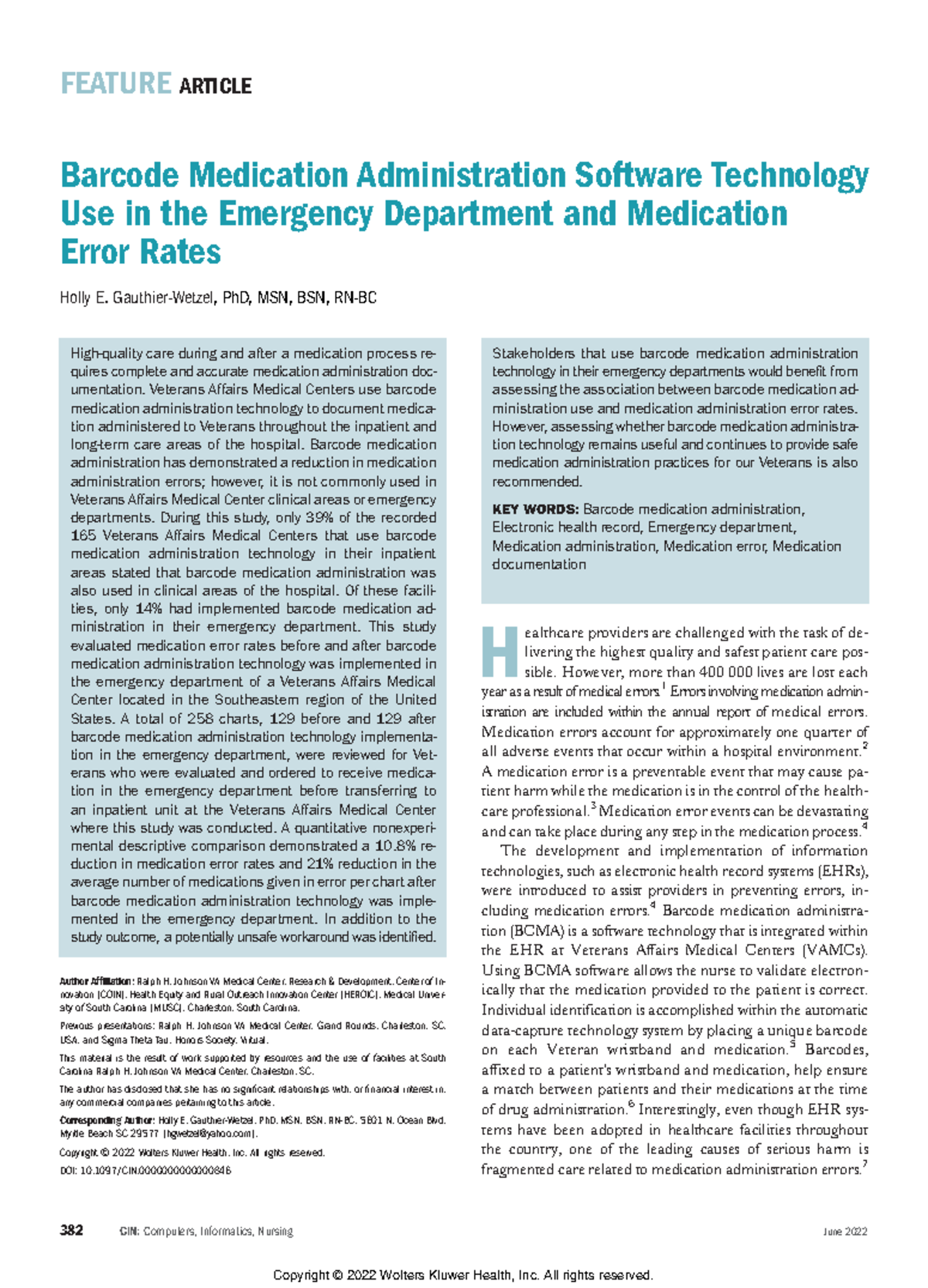 Barcode Medication Administration Software Technology Use in the ...