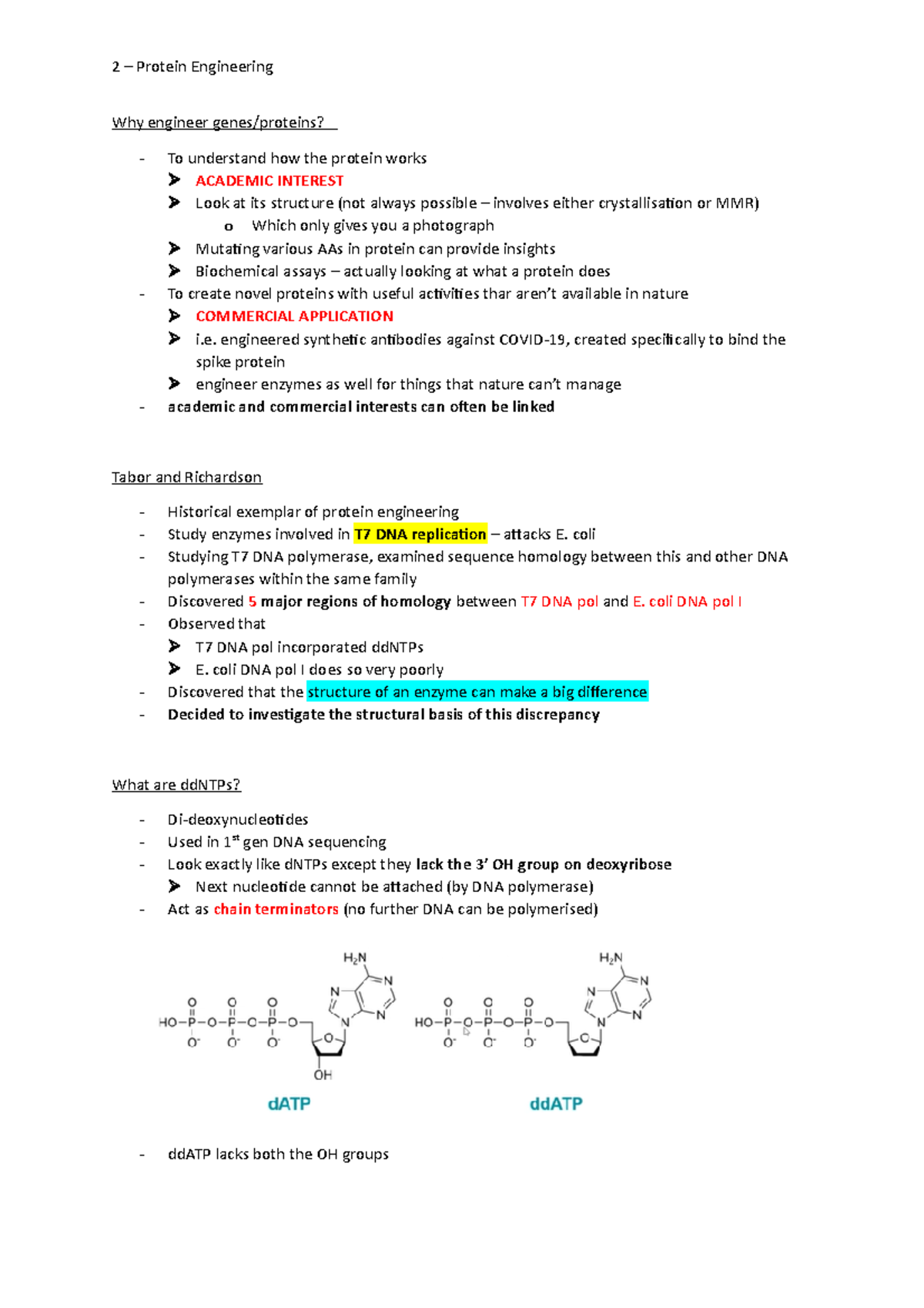 2 - protein engineering - Why engineer genes/proteins? - To understand ...
