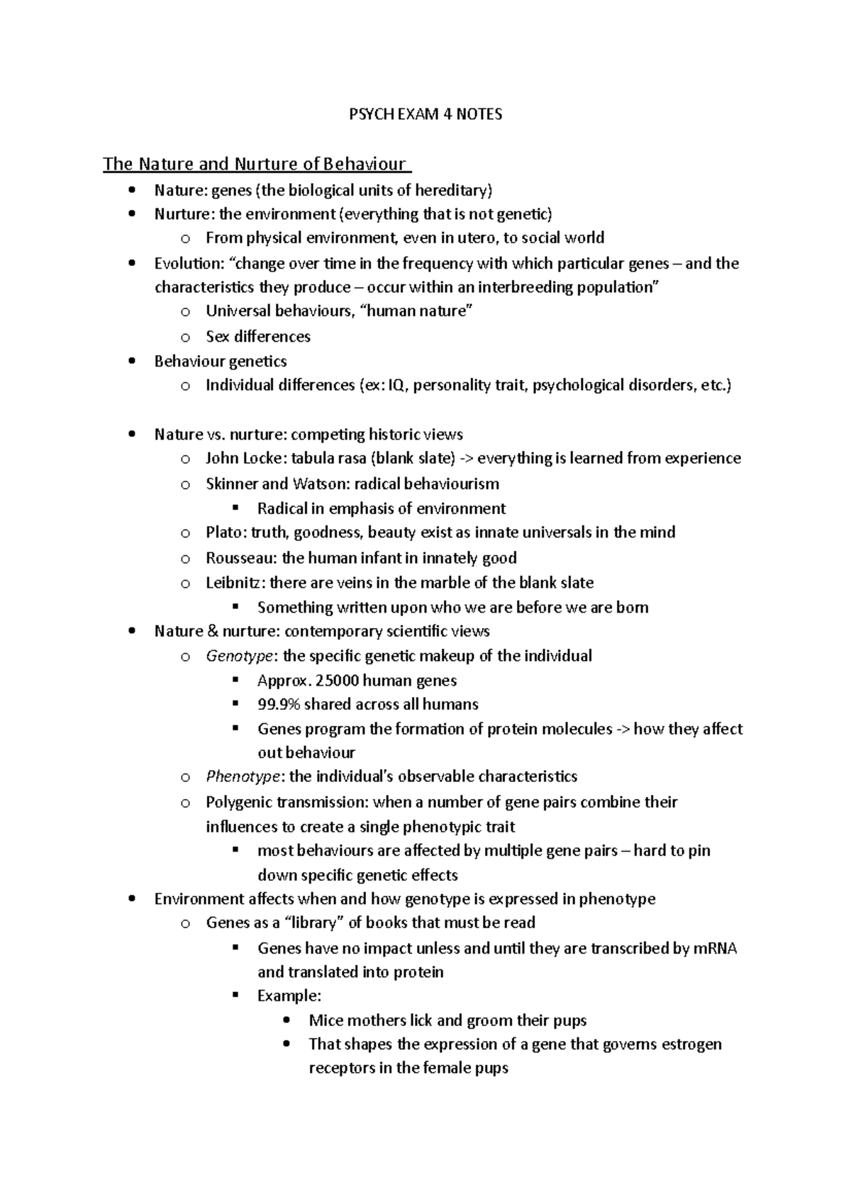 Psych Exam 4 notes - Study guide for exam - PSYCH EXAM 4 NOTES The ...