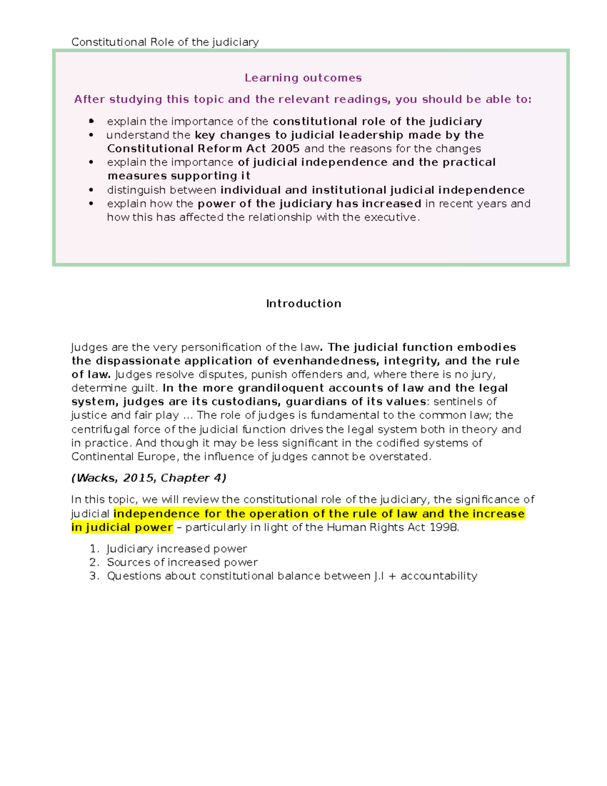 LSm Judicial Independence - Constitutional Role of the judiciary ...