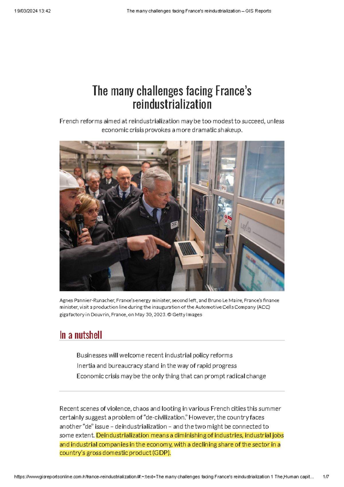 The many challenges facing France’s reindustrialization – GIS Reports ...