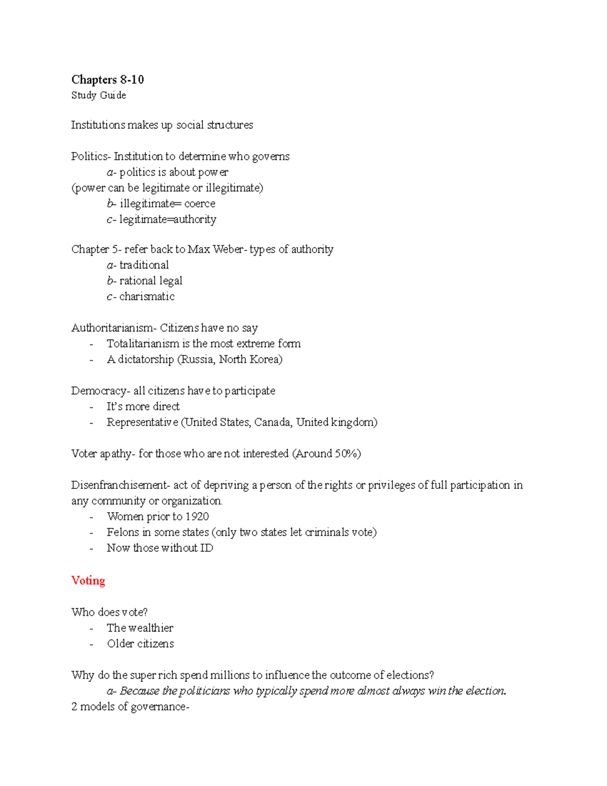 Intro to Sociolgy- Study guide Exam 3 - Chapters 8- Study Guide ...