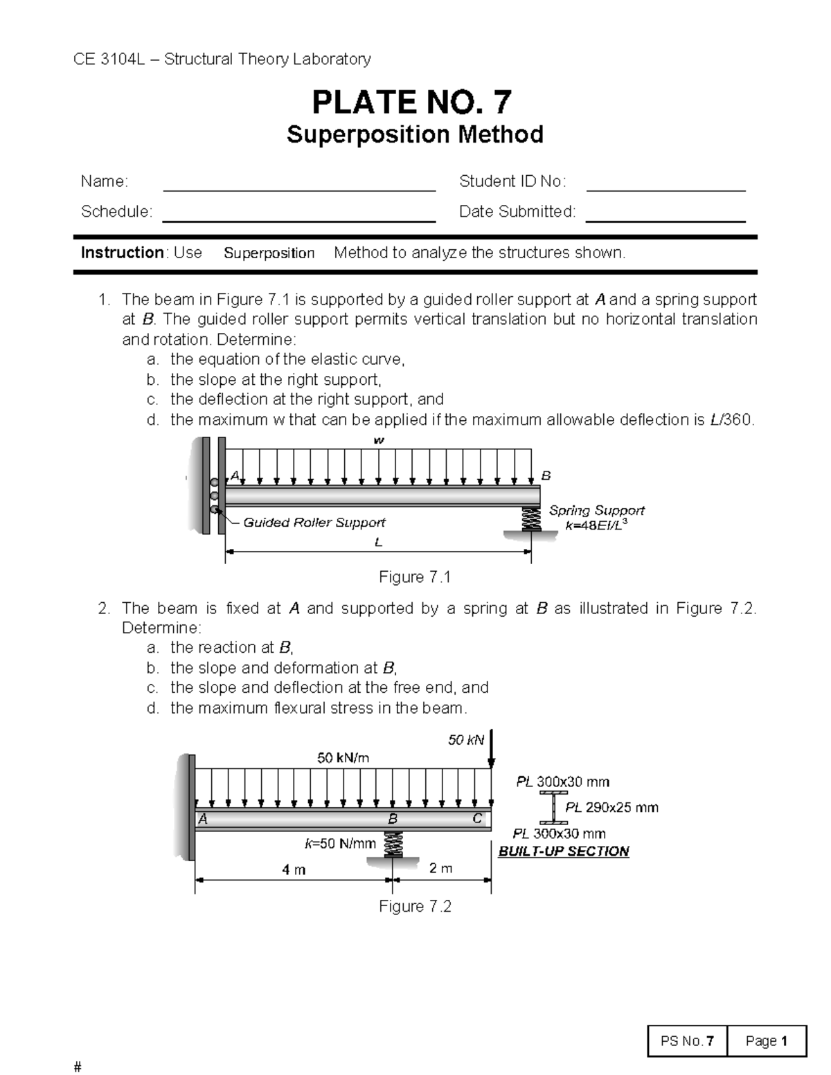Plate No. 7 - Structural Theory - CE 3104L – Structural Theory ...