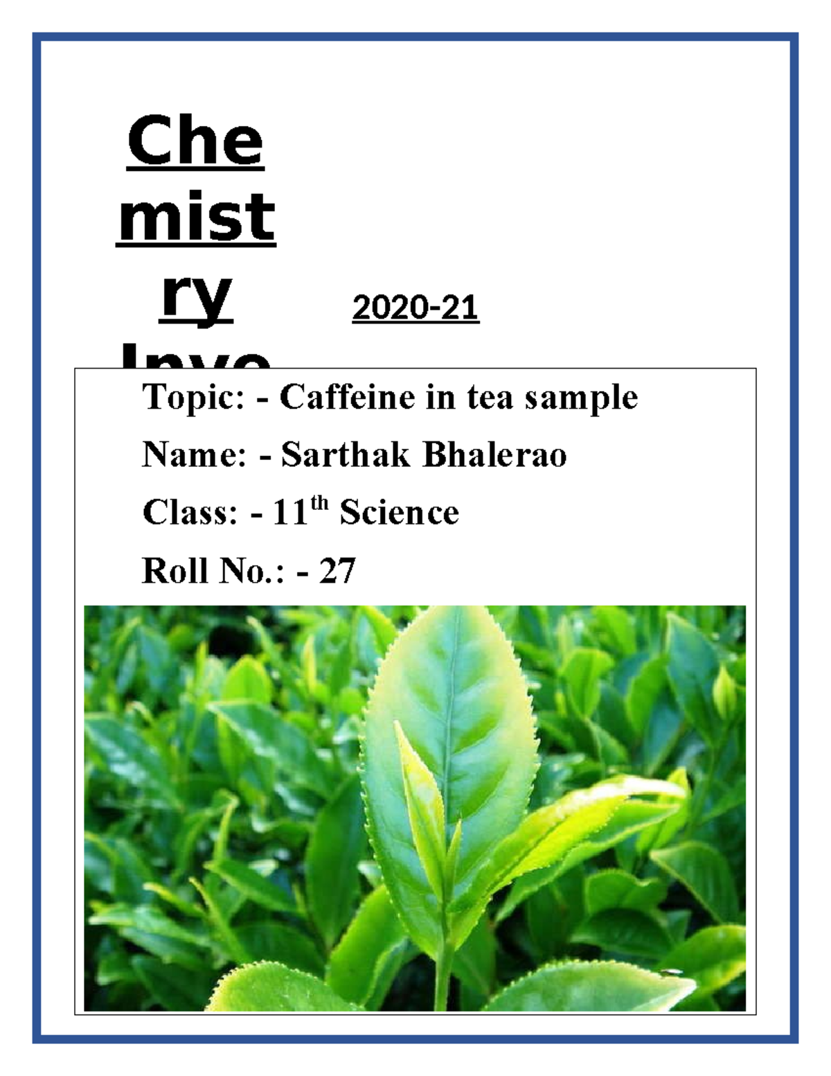 Project FILE - yesss - Che mist ry Inve stig ator y Proj ect 2020 ...