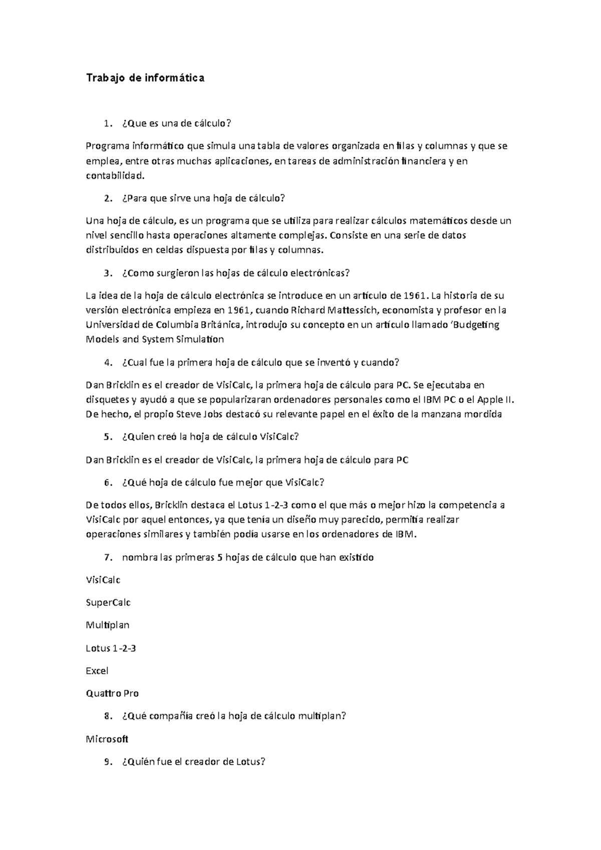 Trabajo de informática - Trabajo de informática ¿Que es una de cálculo ...