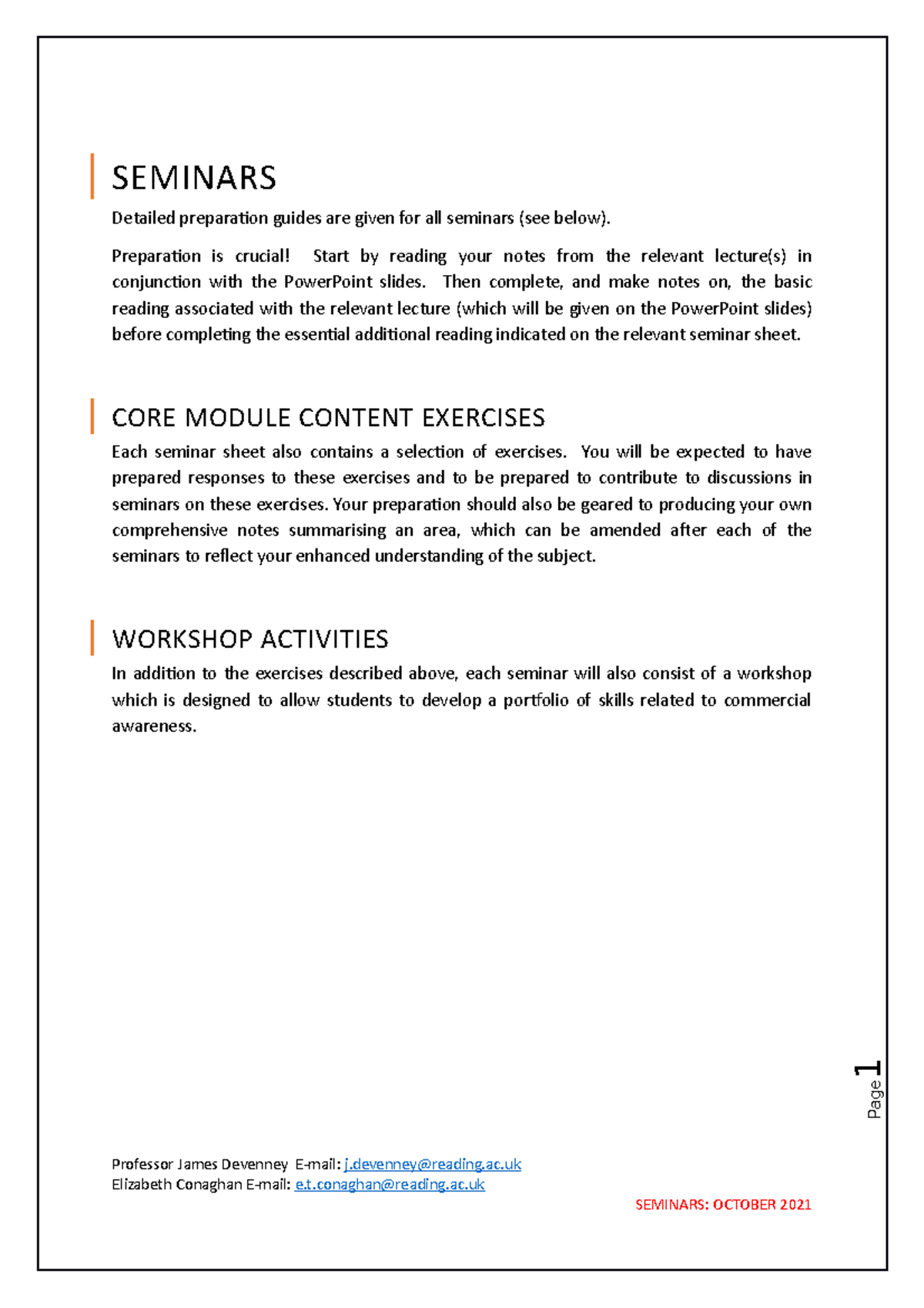 Seminars - seminar material - SEMINARS Detailed preparation guides are ...