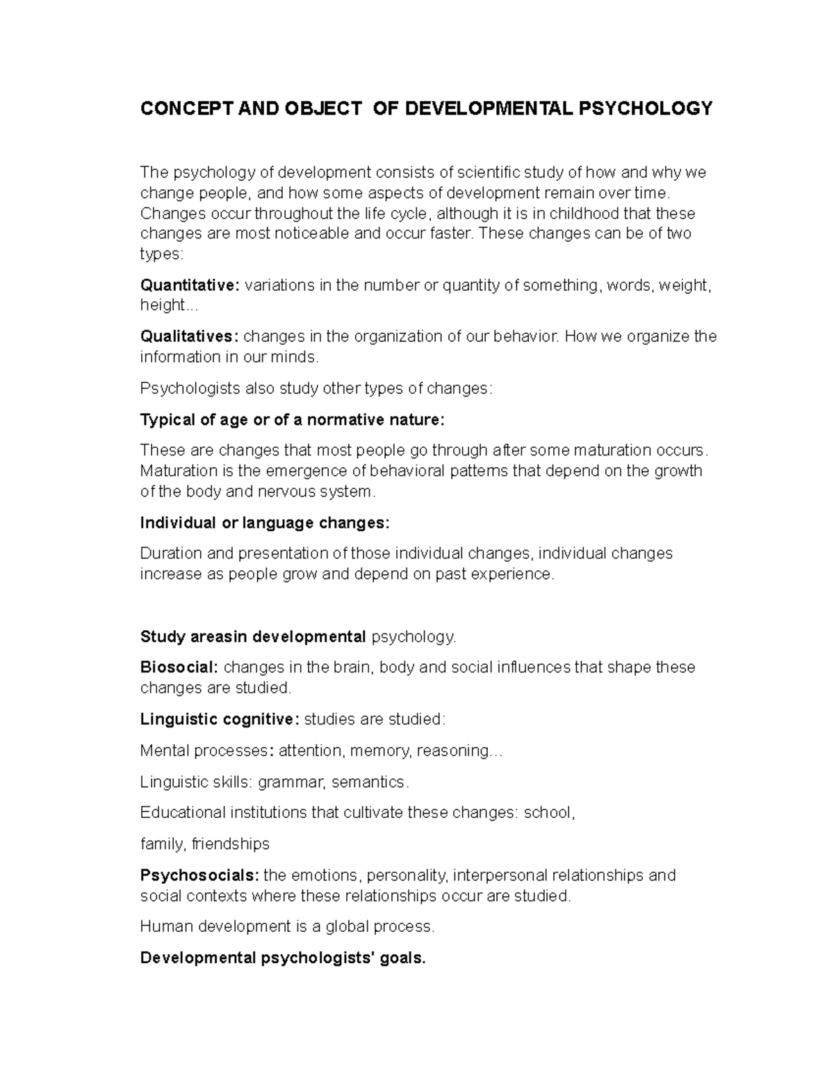 Concept and object of developmental psychology - CONCEPT AND OBJECT OF ...