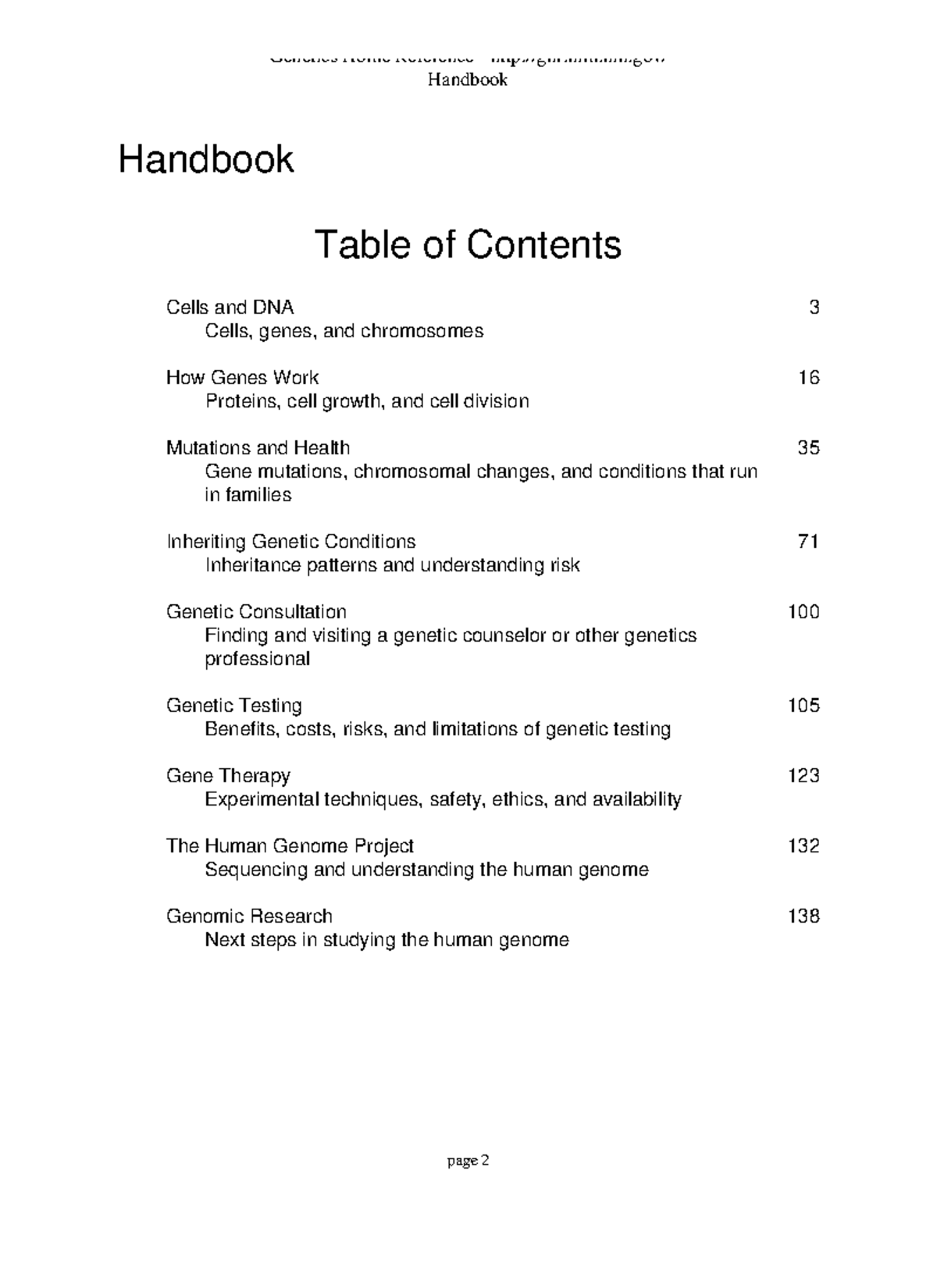 Genetics Course - Handbook Table of Contents Cells and DNA 3 Cells ...