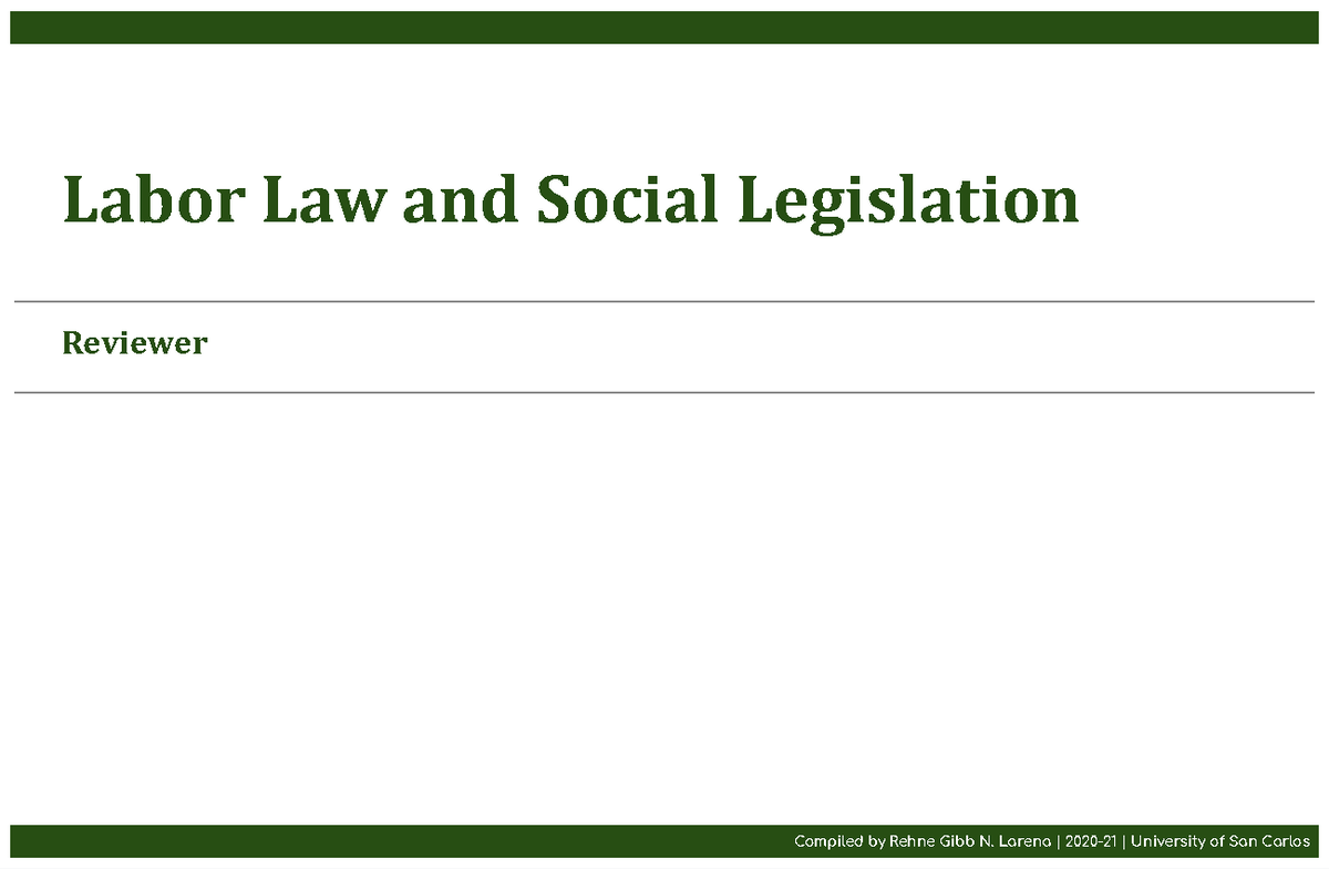 02 LAB Labor Law and Social Legislation Reviewe - Labor Law and Social ...