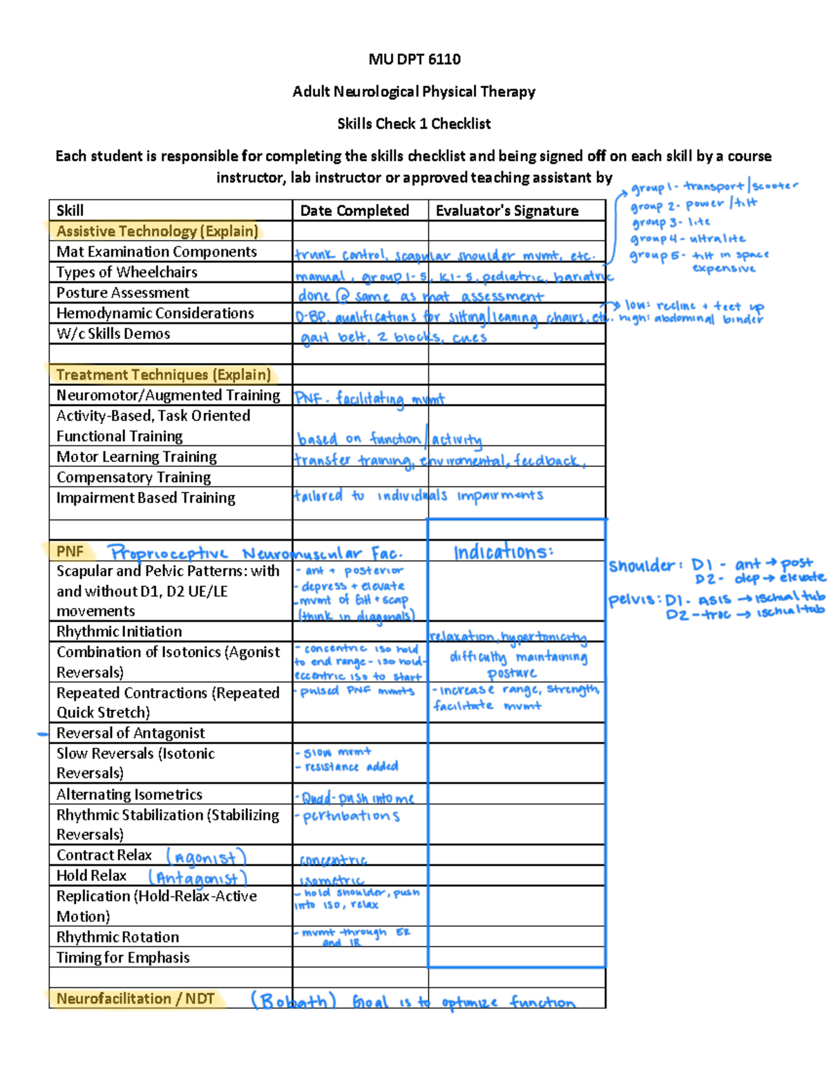 Skills Check 3 - MU DPT 6110 Adult Neurological Physical Therapy Skills ...