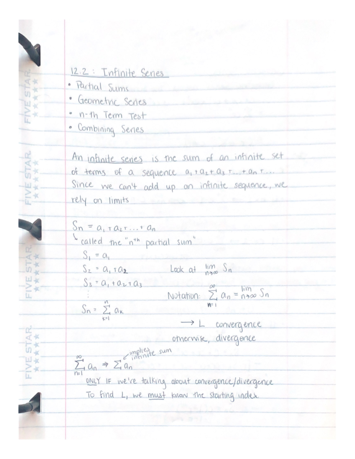 Calc 3 Notes Infinite Series, Convergence Tests, Taylor Series, Vectors ...