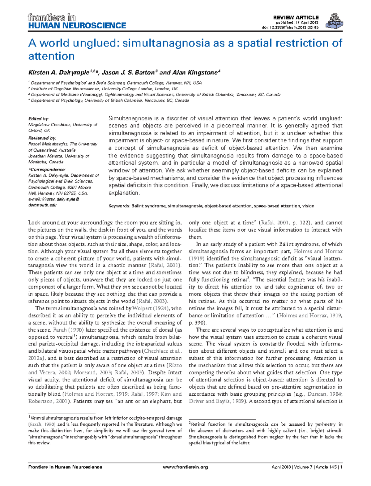 Simultagnosia - Article - REVIEW ARTICLE published: 17 April 2013 doi ...