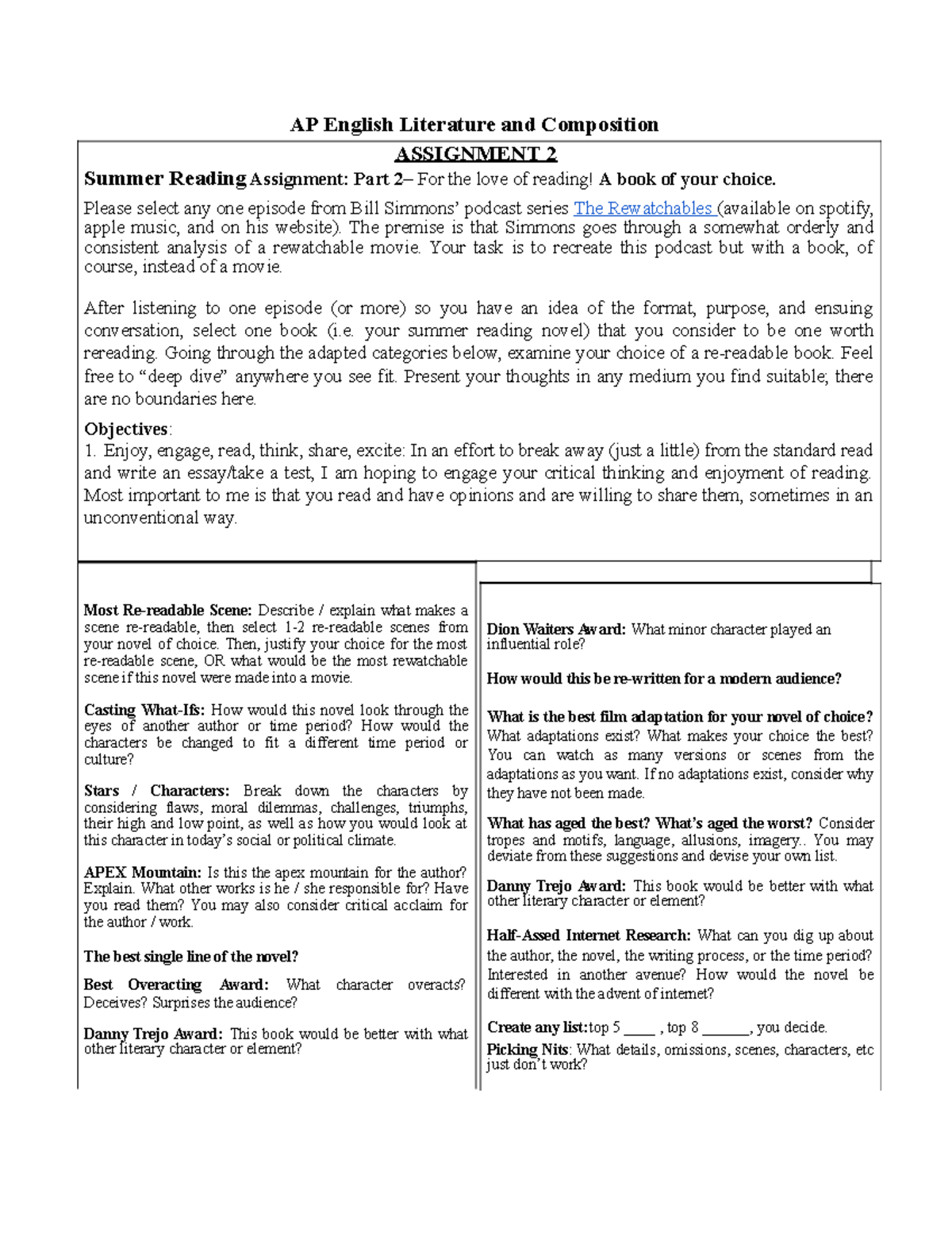 AP English Literature And Composition AS AP English Literature And