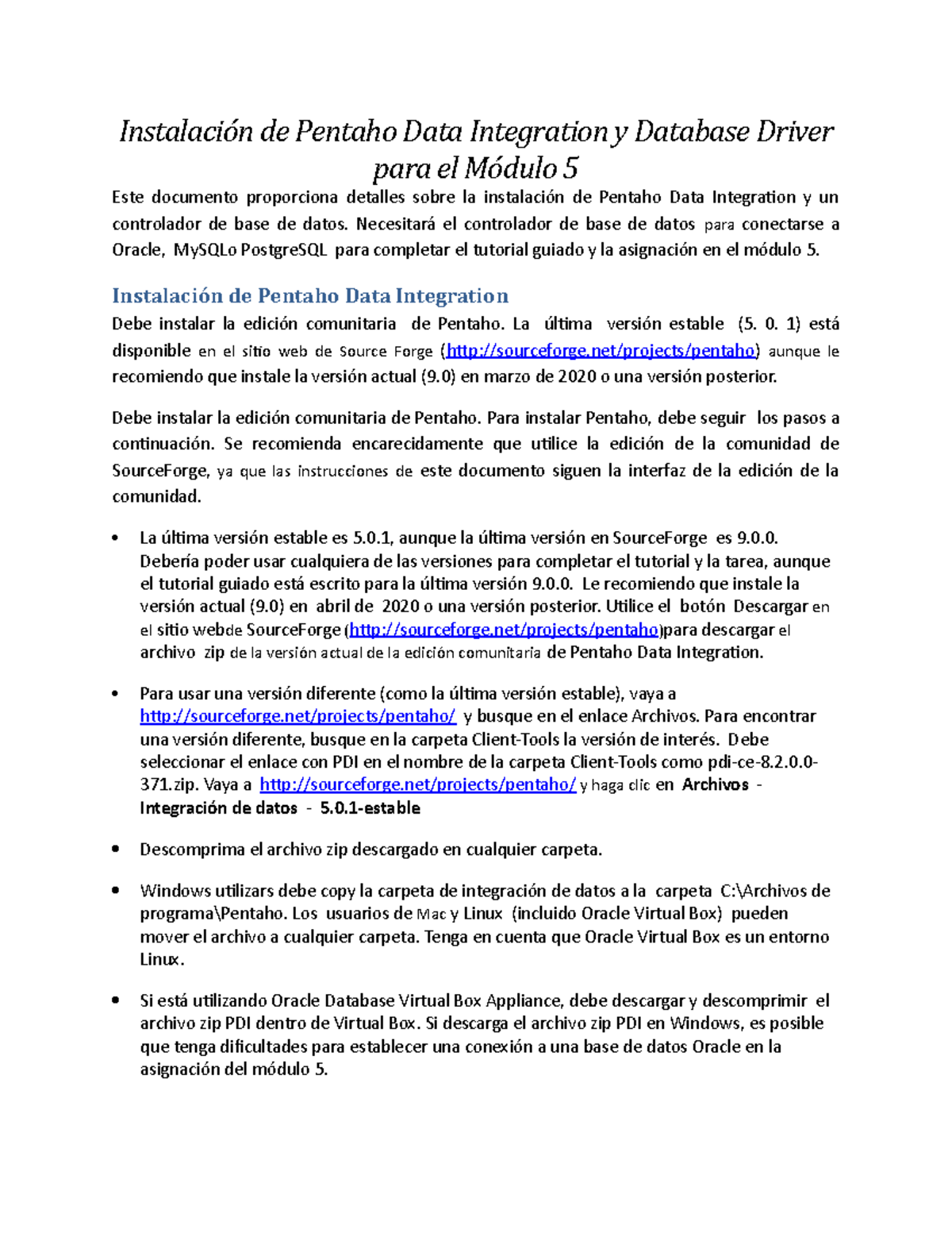 Instalación de Pentaho Data Integration y Database Driver para el Módulo 5 - Instalación de ...