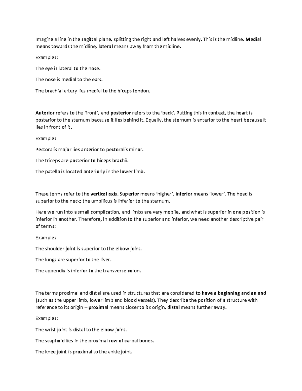 Understanding Anatomical position: A lecture note for students under ...