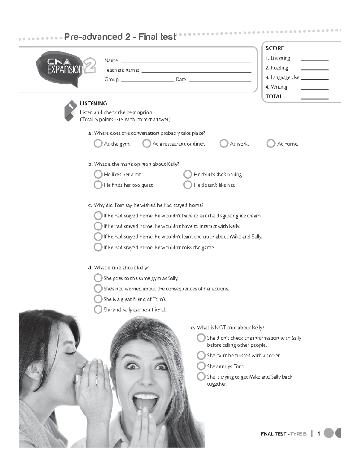 671631646 Pre Advanced 2 Final Written Test Tipo B - FINAL TEST - TYPE ...