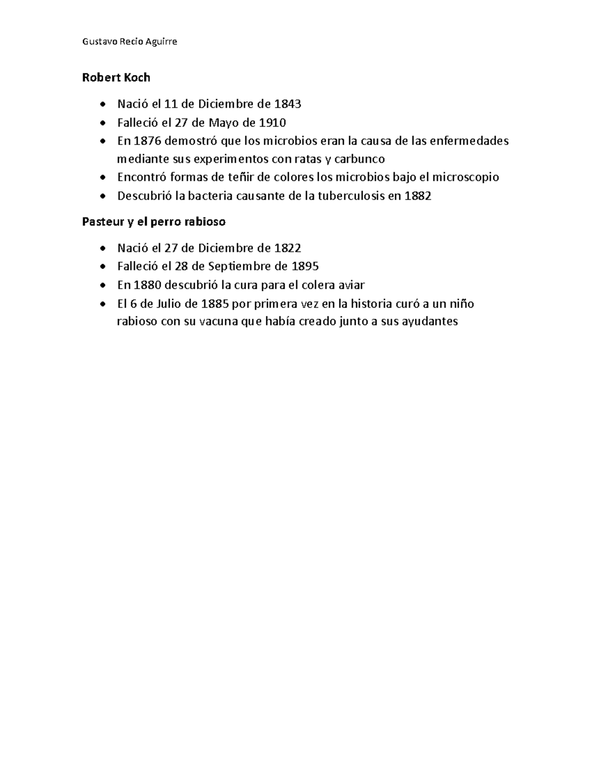 Practica 1 inmunologia - Gustavo Recio Aguirre Robert Koch - Nació el ...