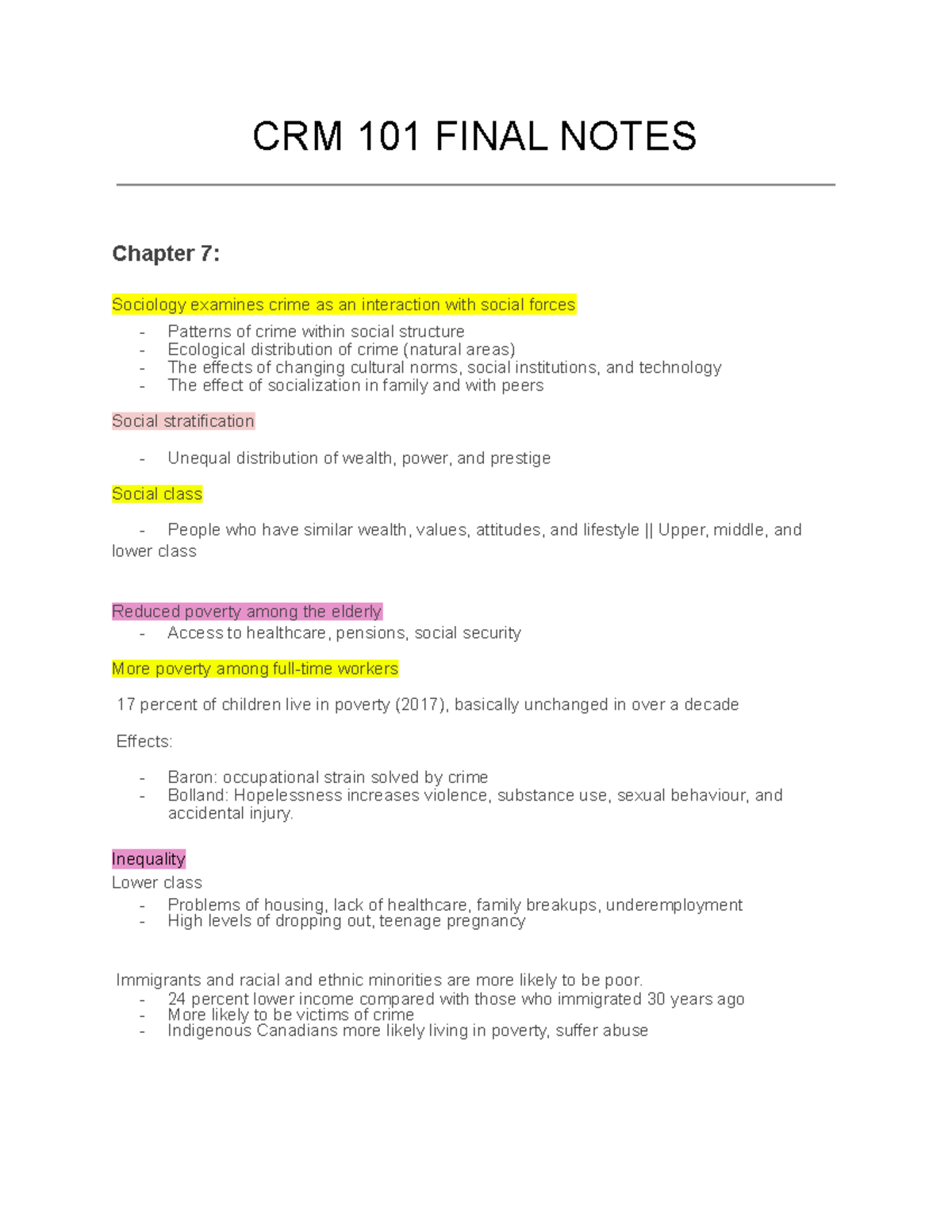 CRM 101 Final Notes - CRM 101 FINAL NOTES Chapter 7: Sociology examines ...