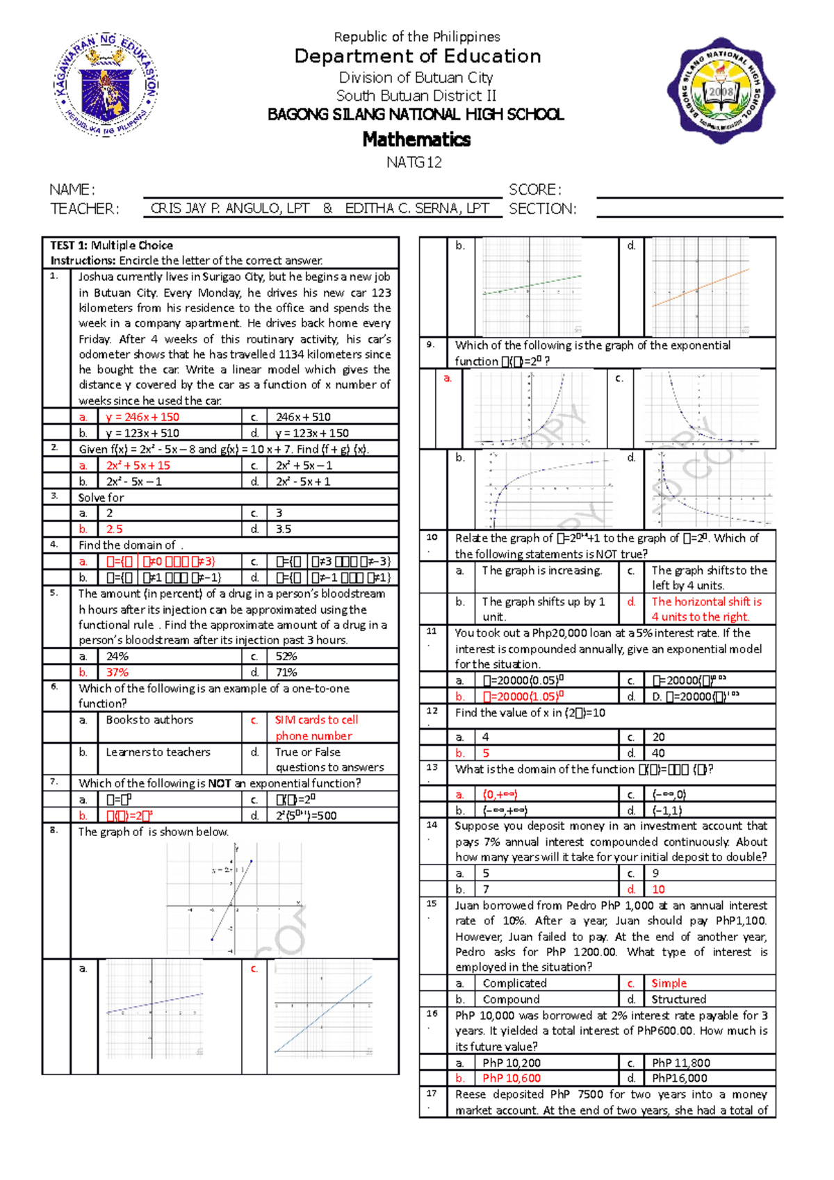 Mathematics - None - Republic of the Philippines Department of ...
